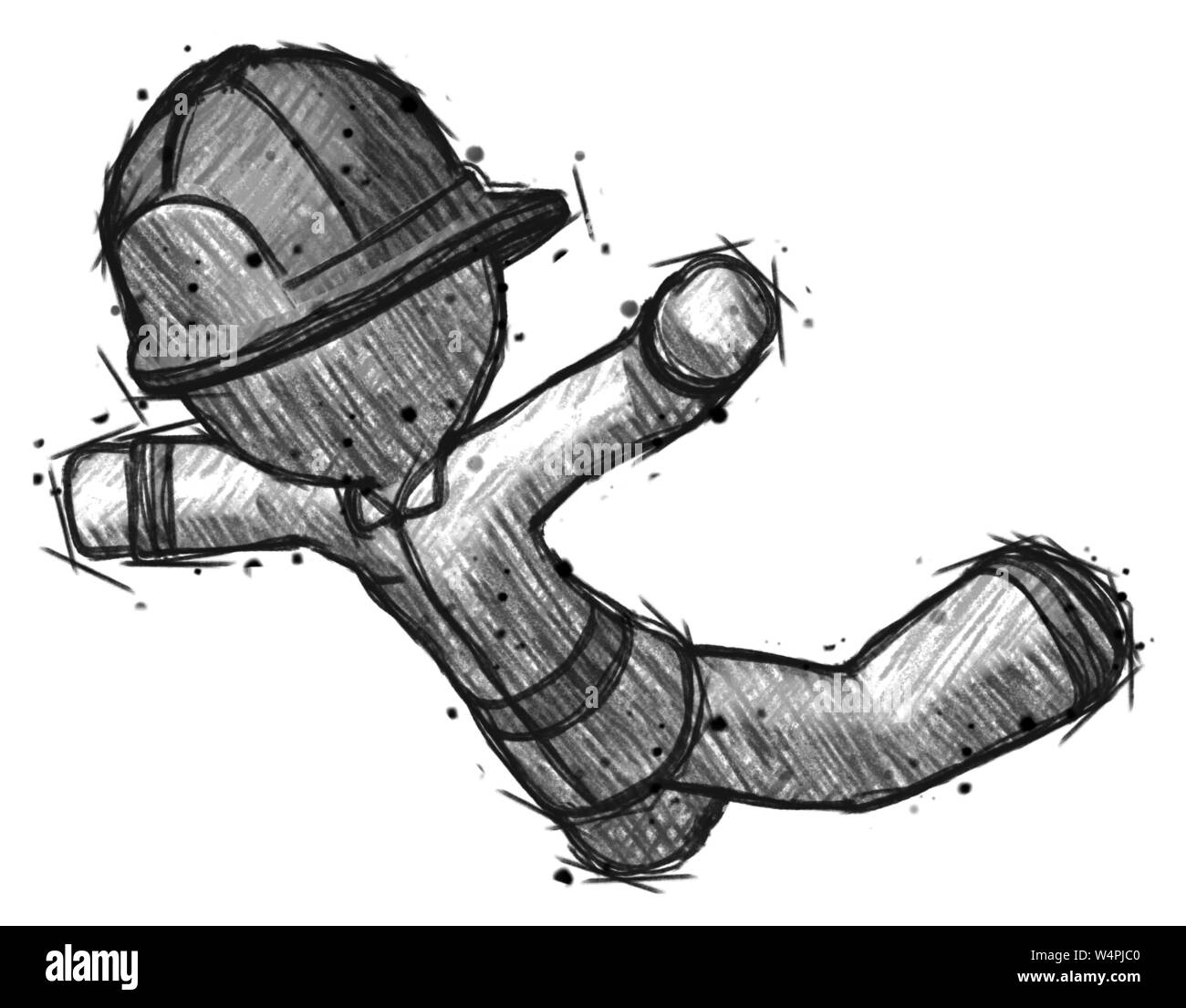 Sketch firefighter fireman man skydiving or falling to death Stock ...