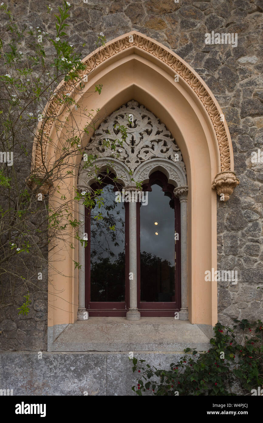 Exterior Gothic/Arabic style arched window at the UNESCO World Heritage ...