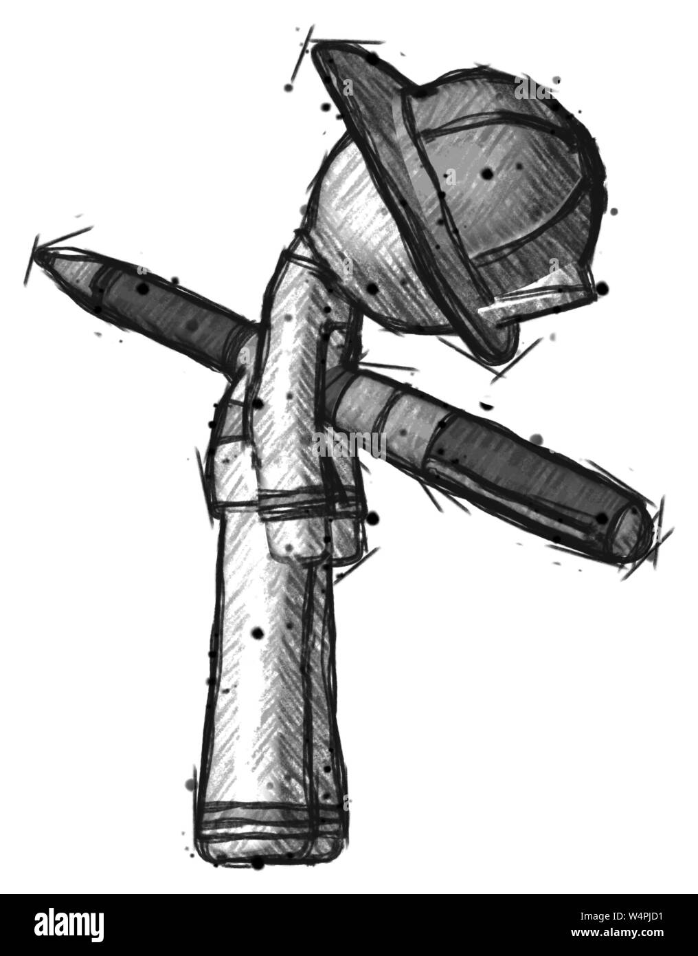 Firefighter Pencil Drawing