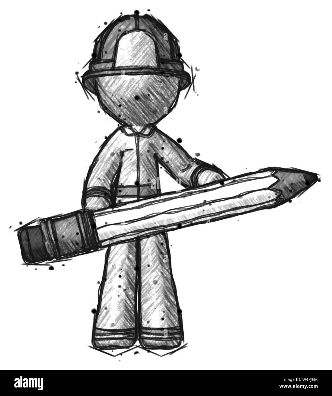 Firefighter Pencil Drawing