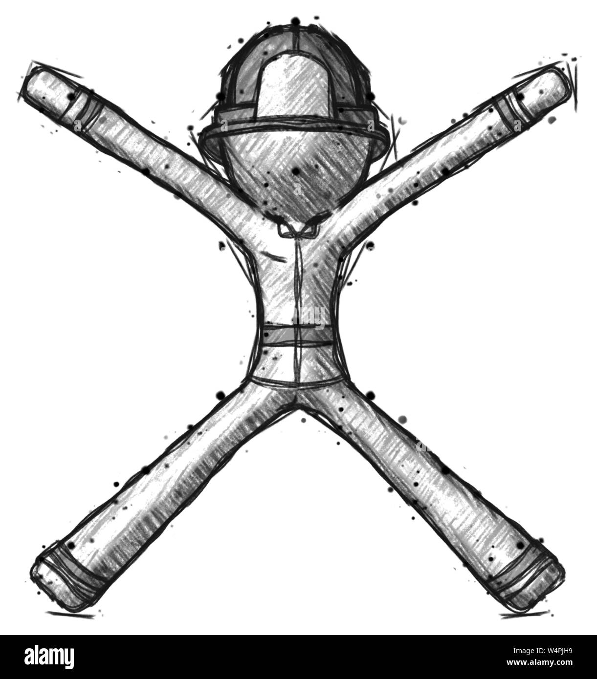 Sketch firefighter fireman man with arms and legs stretched out Stock ...