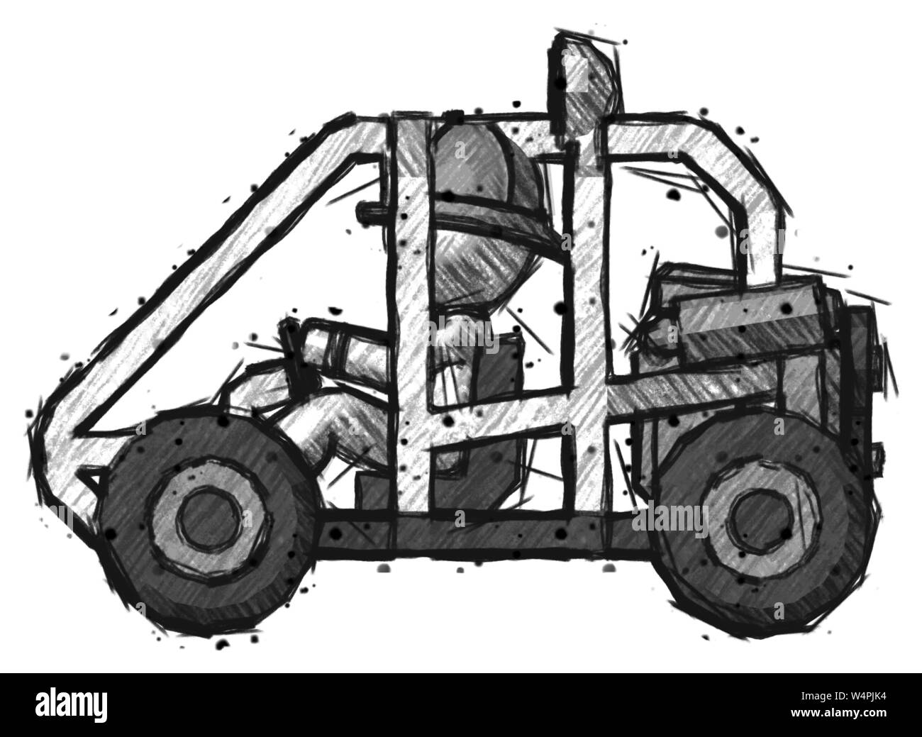 Sketch firefighter fireman man riding sports buggy side view Stock ...