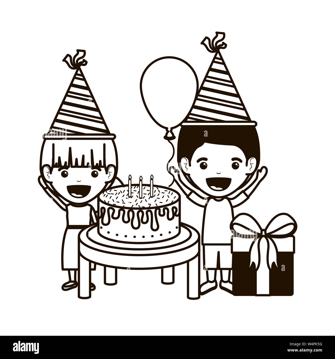 Birthday Celebration Clipart Black And White