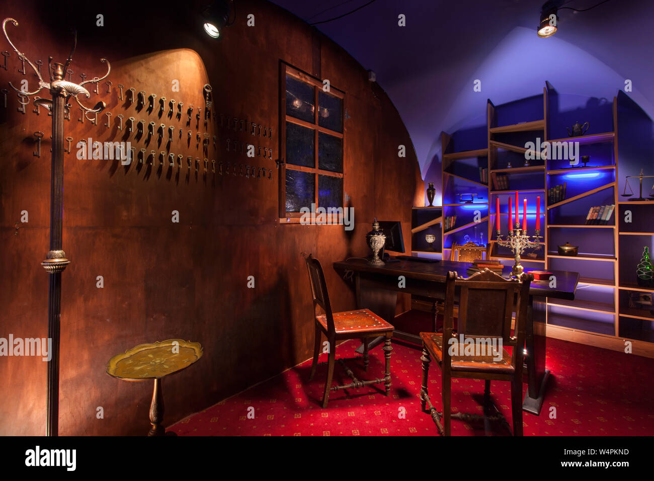 Medieval alchemist laboratory. Halloween. Fairy-tale interior Stock ...