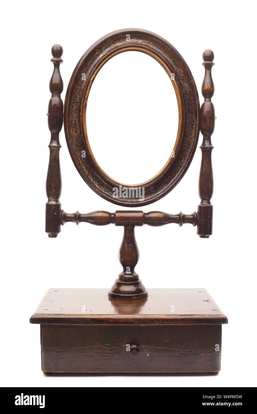 Fancy antique mirror with secret box isolated on white background Stock ...