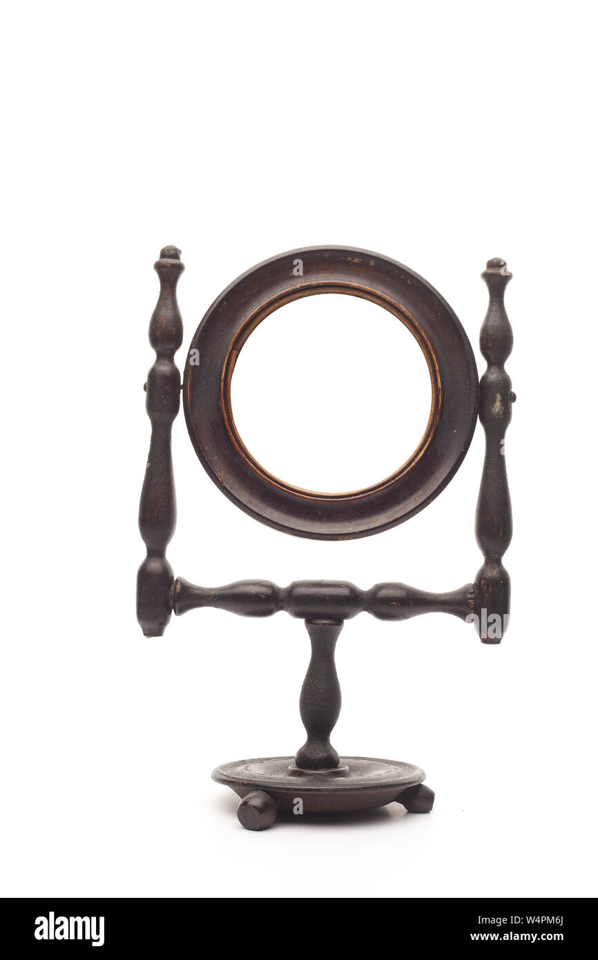 Fancy antique mirror isolated on white background Stock Photo - Alamy