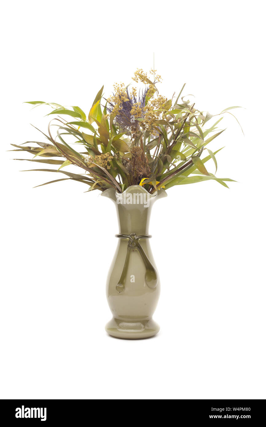 Colorful flower in vase isolated on white background Stock Photo - Alamy
