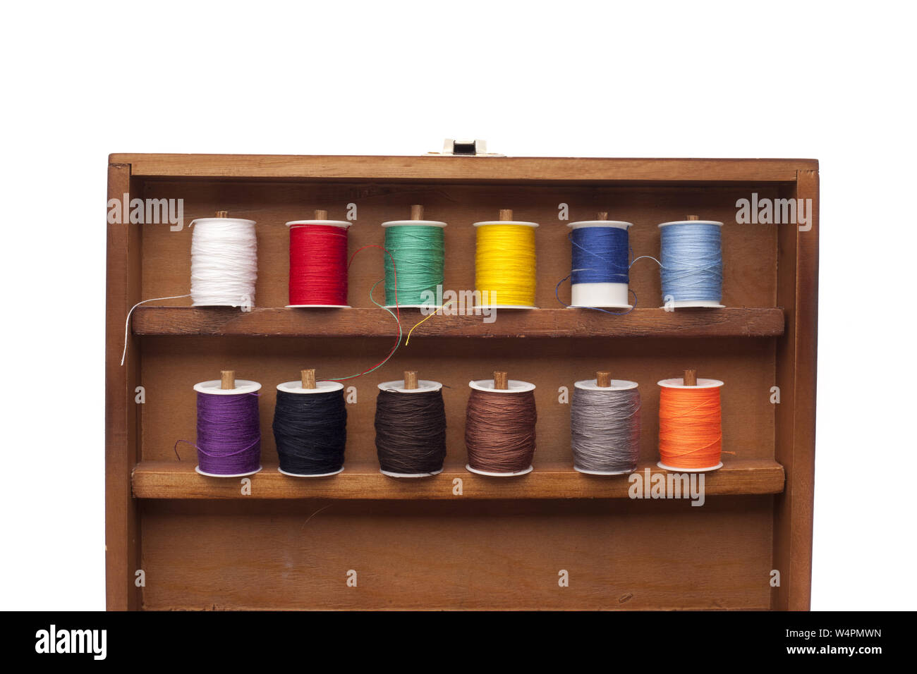 Box with a colorful threads Stock Photo - Alamy