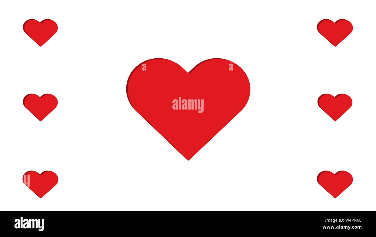 3D Red Heart Hearts Multiple Seven Simple Love Vector Illustration ...