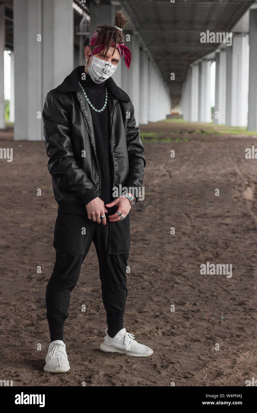 guy in mask subculture underground ghetto creative Stock Photo - Alamy
