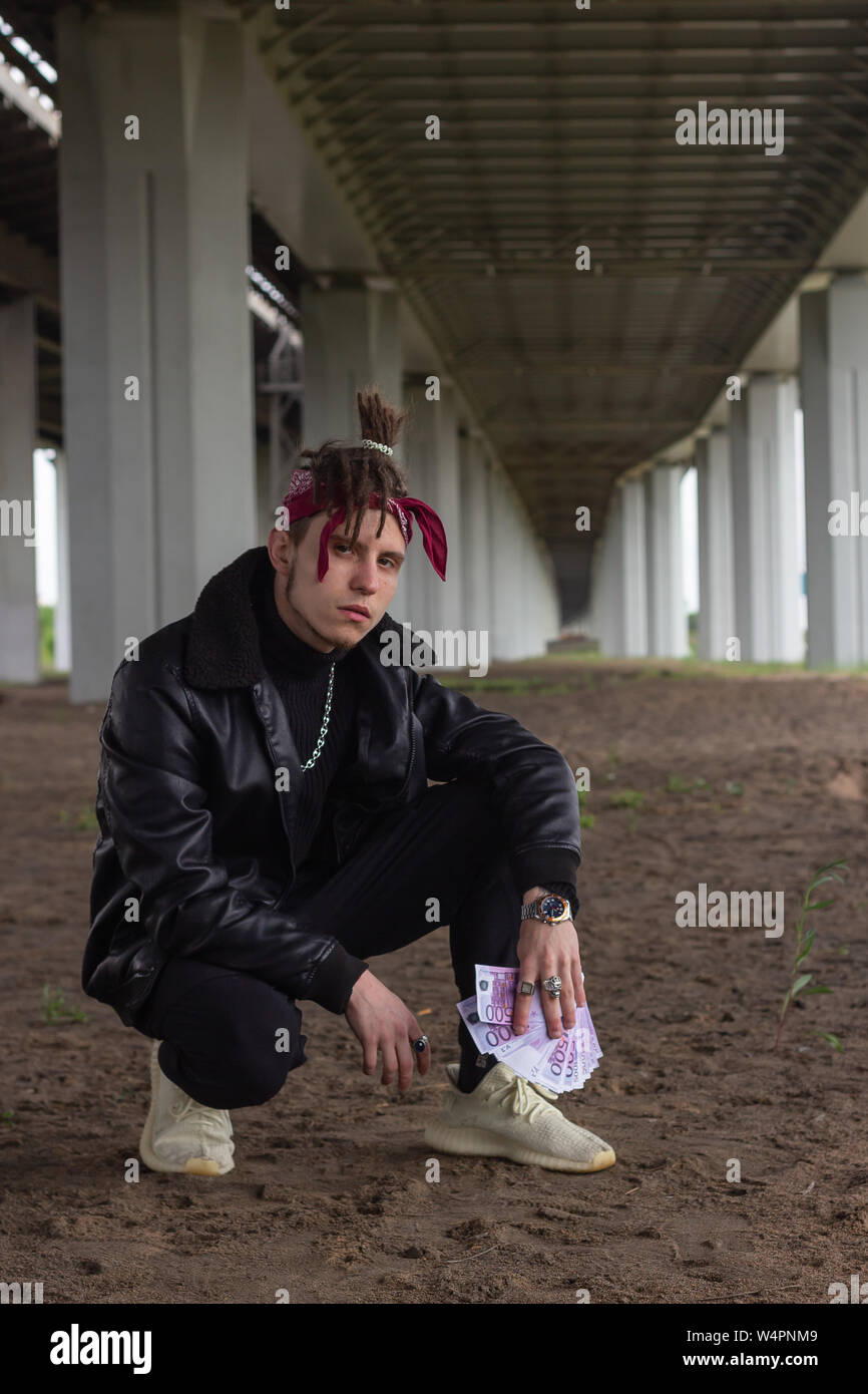 rich hipster guy hold money fortune successful profit Stock Photo - Alamy