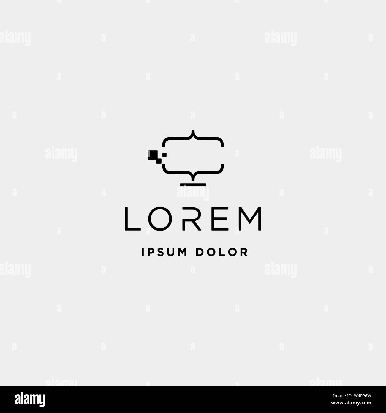 Coding Digital Logo Design Template Vector Programmer Connect Lineart