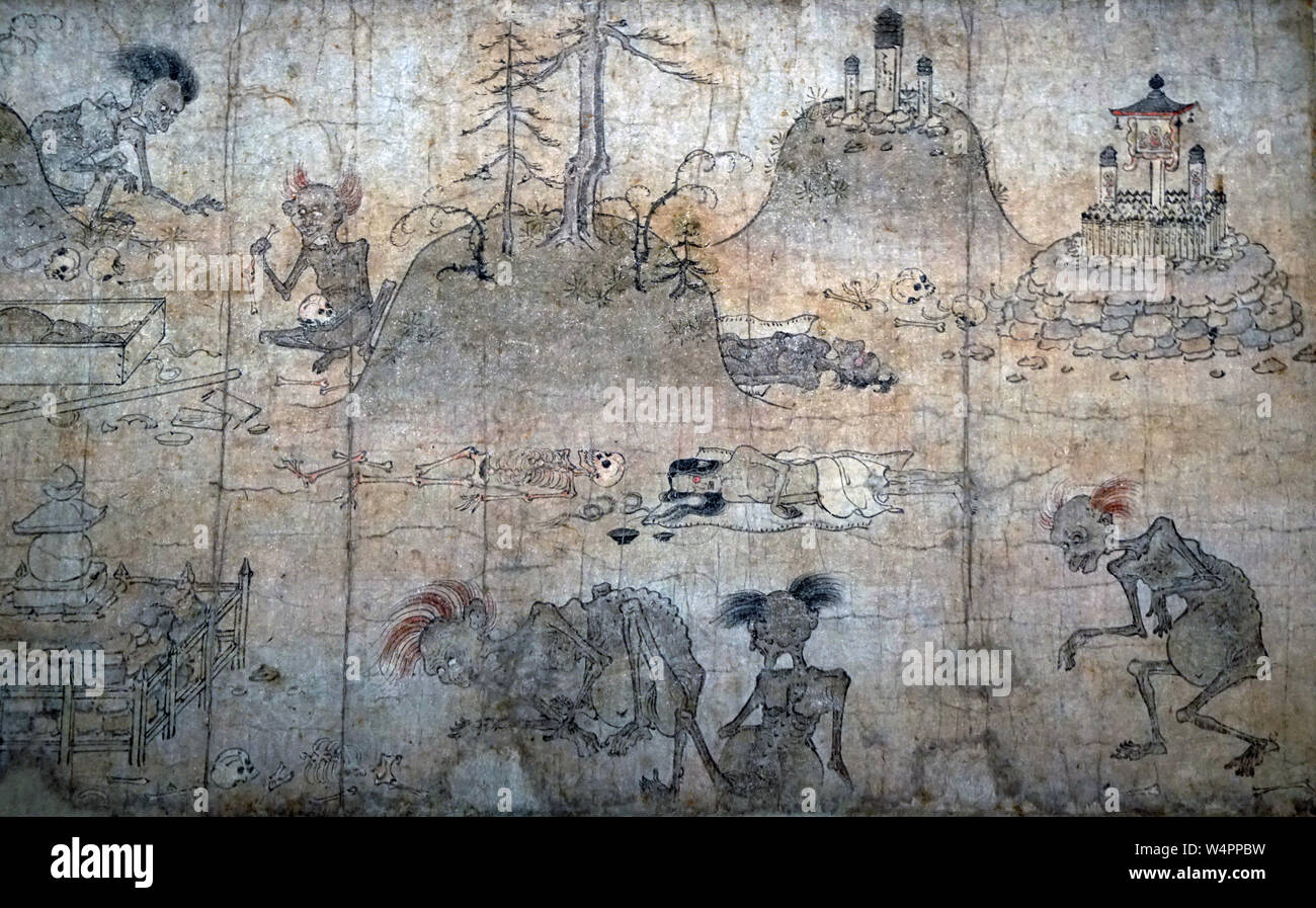 Gaki Zoshi (Hungry Ghosts Scroll), detail, color on paper, Heian period ...