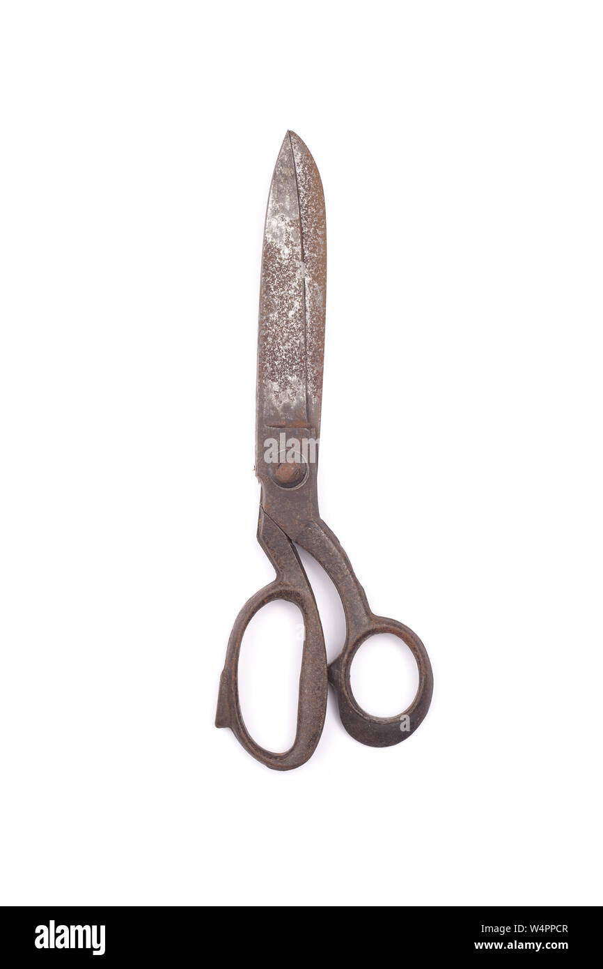Old rusted dressmaker shears on white background Stock Photo - Alamy