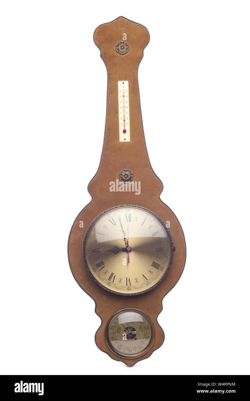 Antique marine barometer on a white background Stock Photo - Alamy