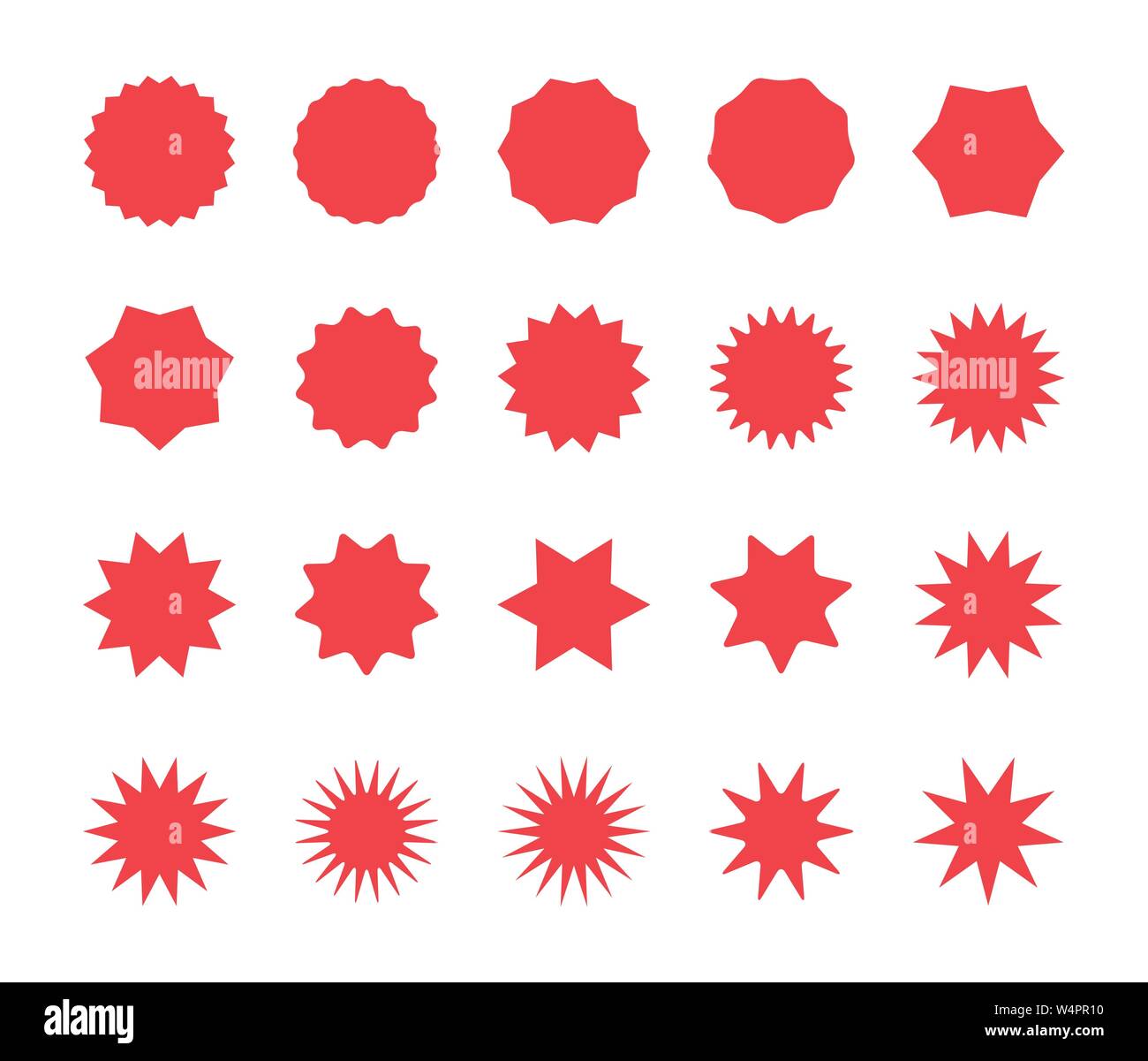 Red starburst badges set. Sunburst price labels Stock Vector Image ...