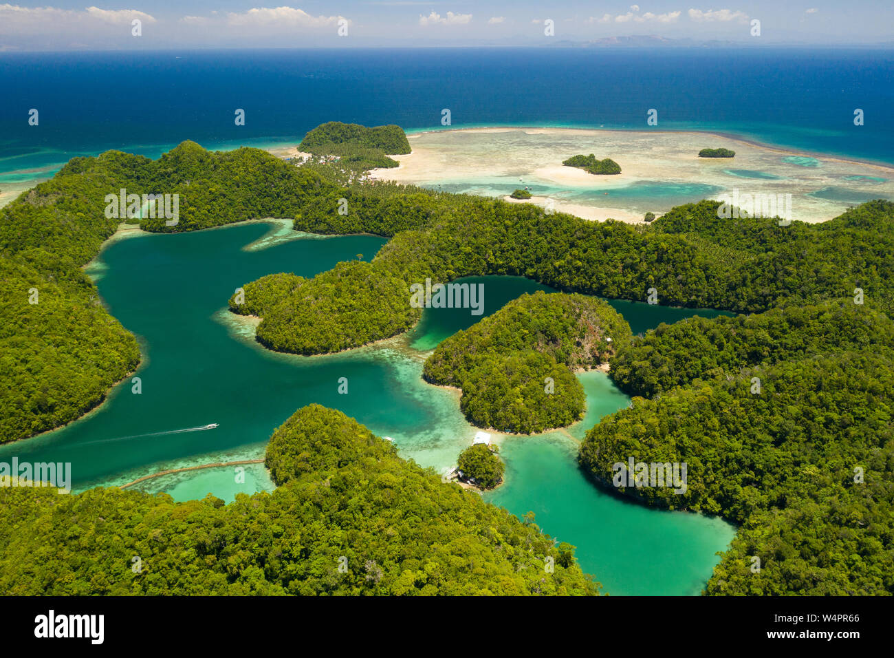 Aerial footage of Sugba Lagoon,Siargao Island,Philippines Stock Photo ...
