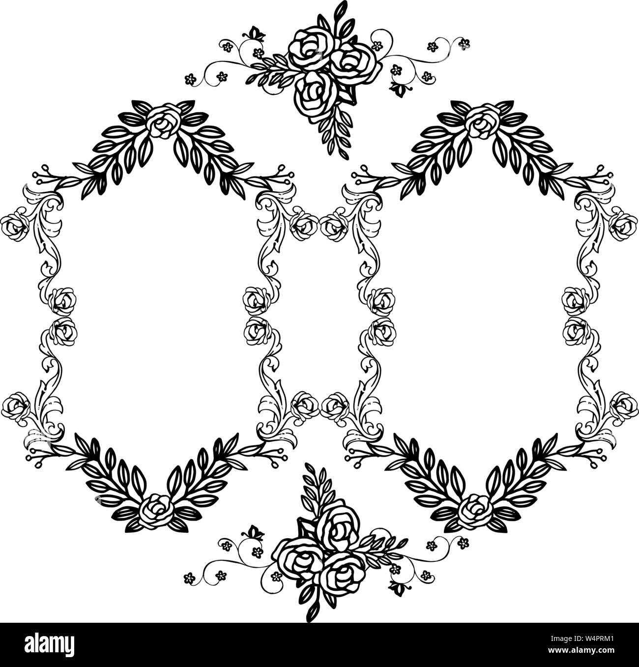 Decoration border pattern art flower frame and leaves. Vector ...