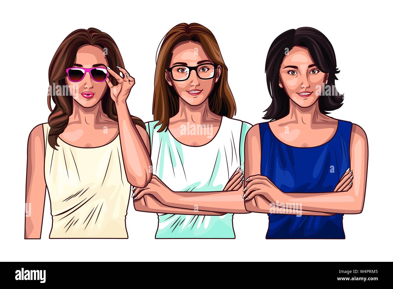 Pop art beautiful women smiling cartoons Stock Vector Image & Art - Alamy