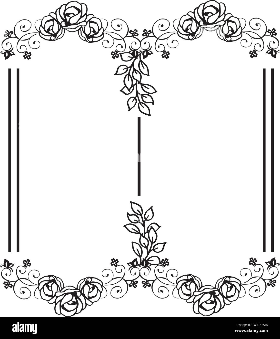 Card with texture floral frame on a white backdrop. Vector illustration ...