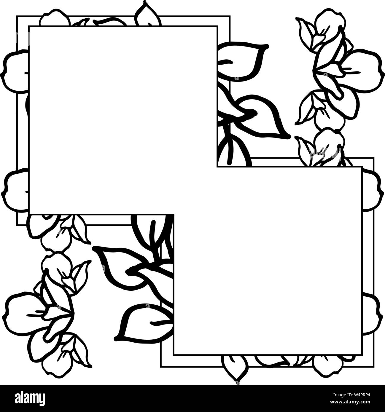 Card with texture floral frame on a white backdrop. Vector illustration ...