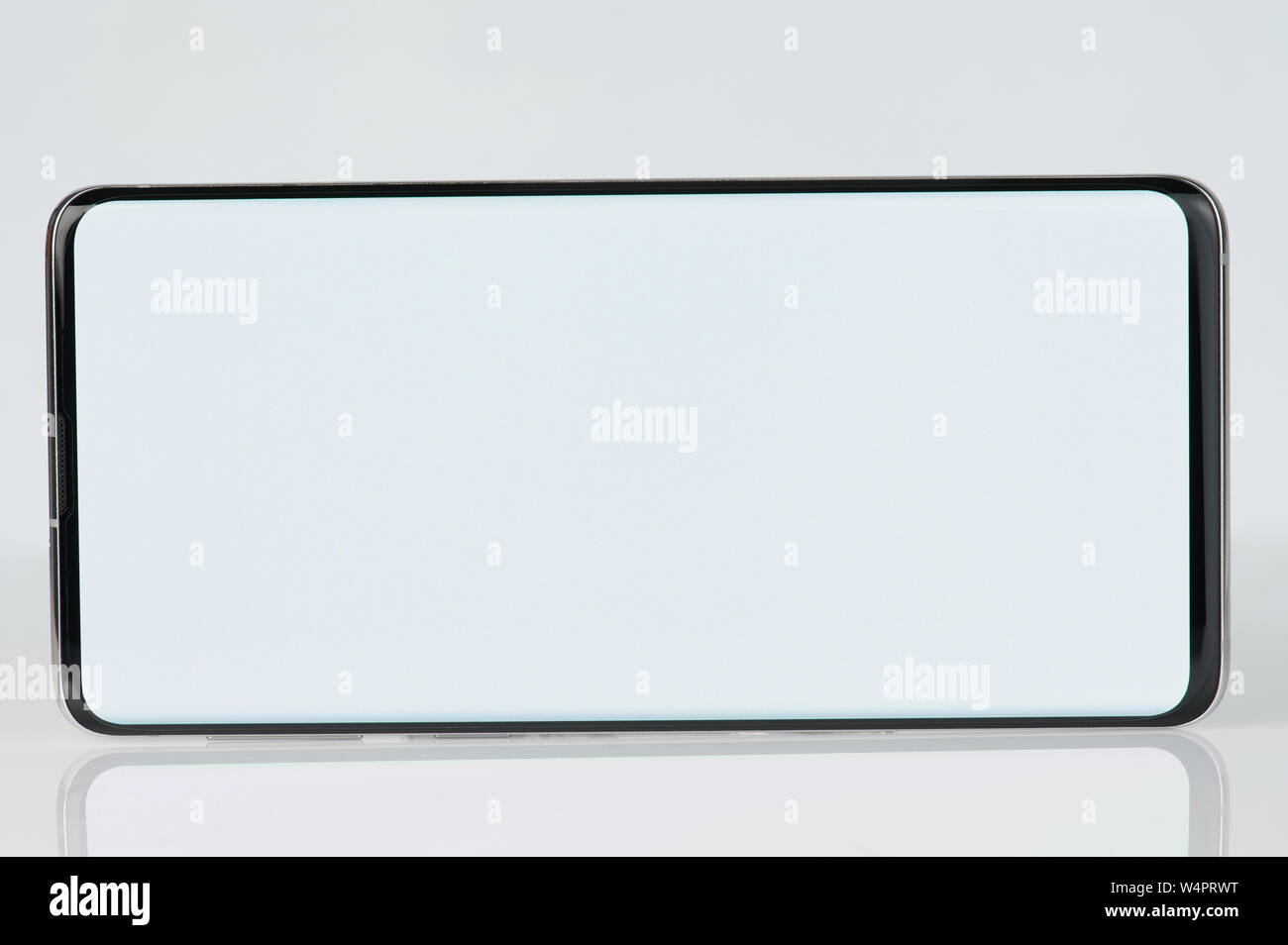 Clean blank horizontal smartphone with big screen isolated on white ...