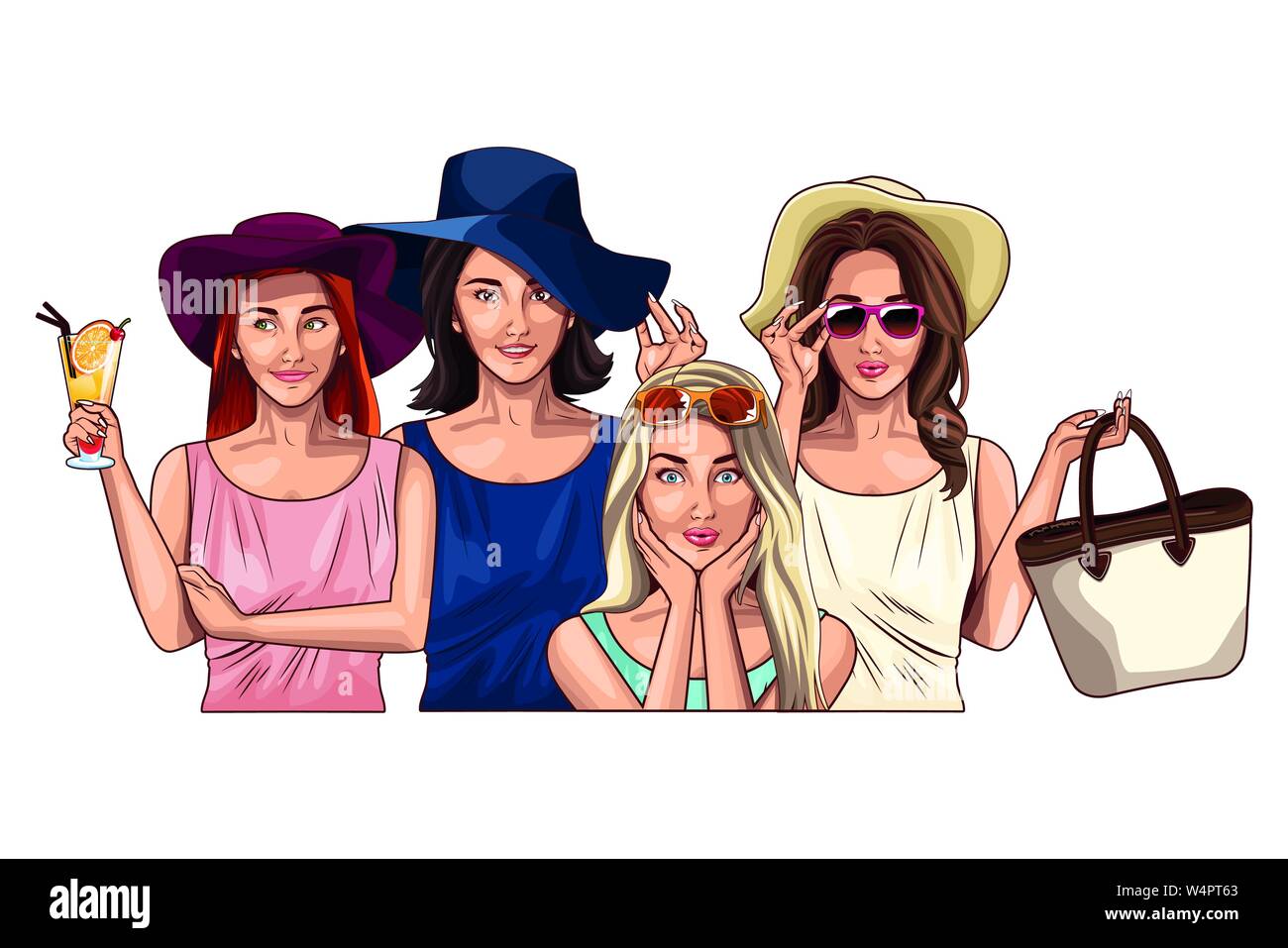 Pop art beautiful women smiling cartoons Stock Vector Image & Art - Alamy