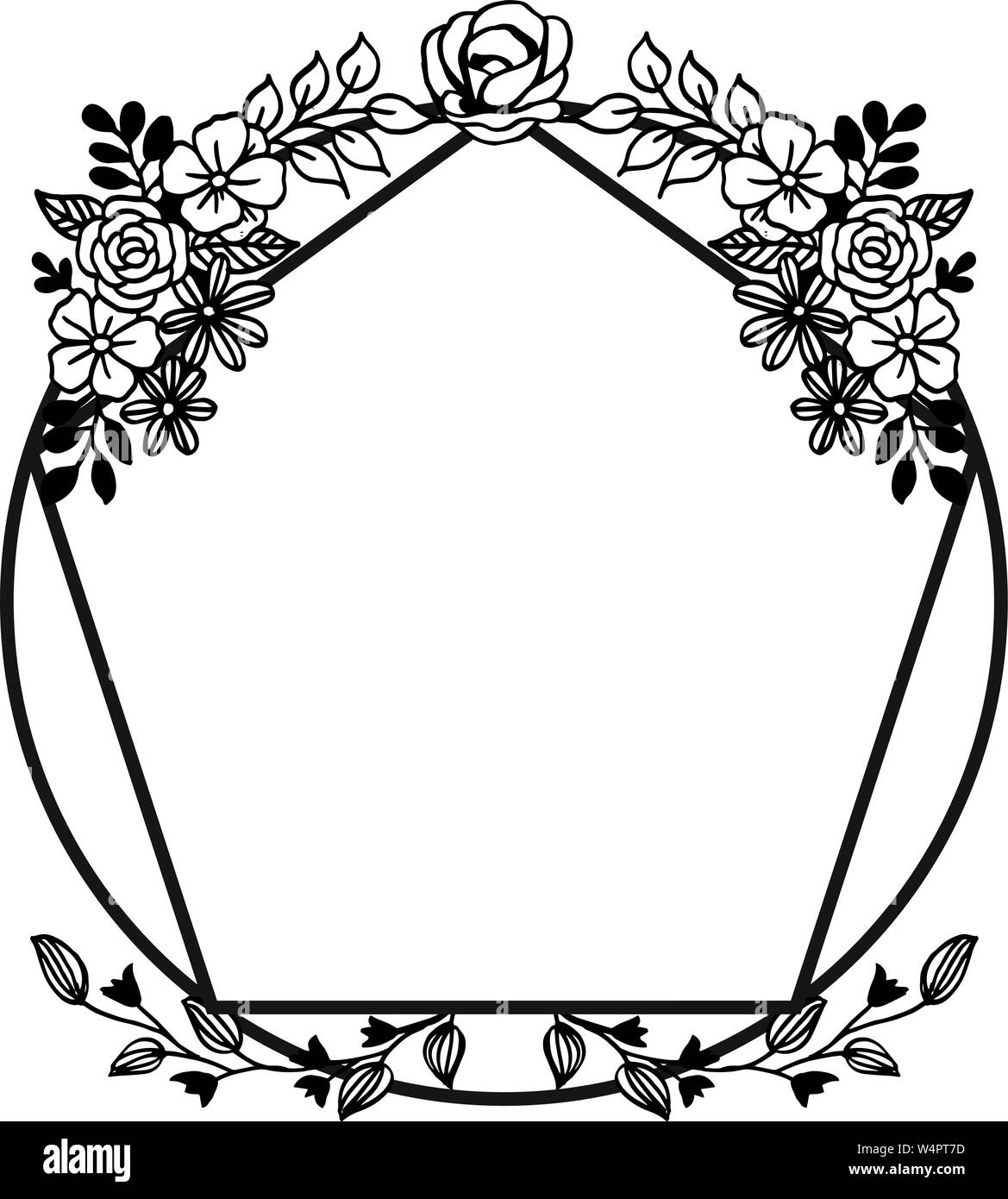 Greeting card frame with floral black and white. Vector illustration ... Greeting card frame with floral black and white. Vector illustration ...