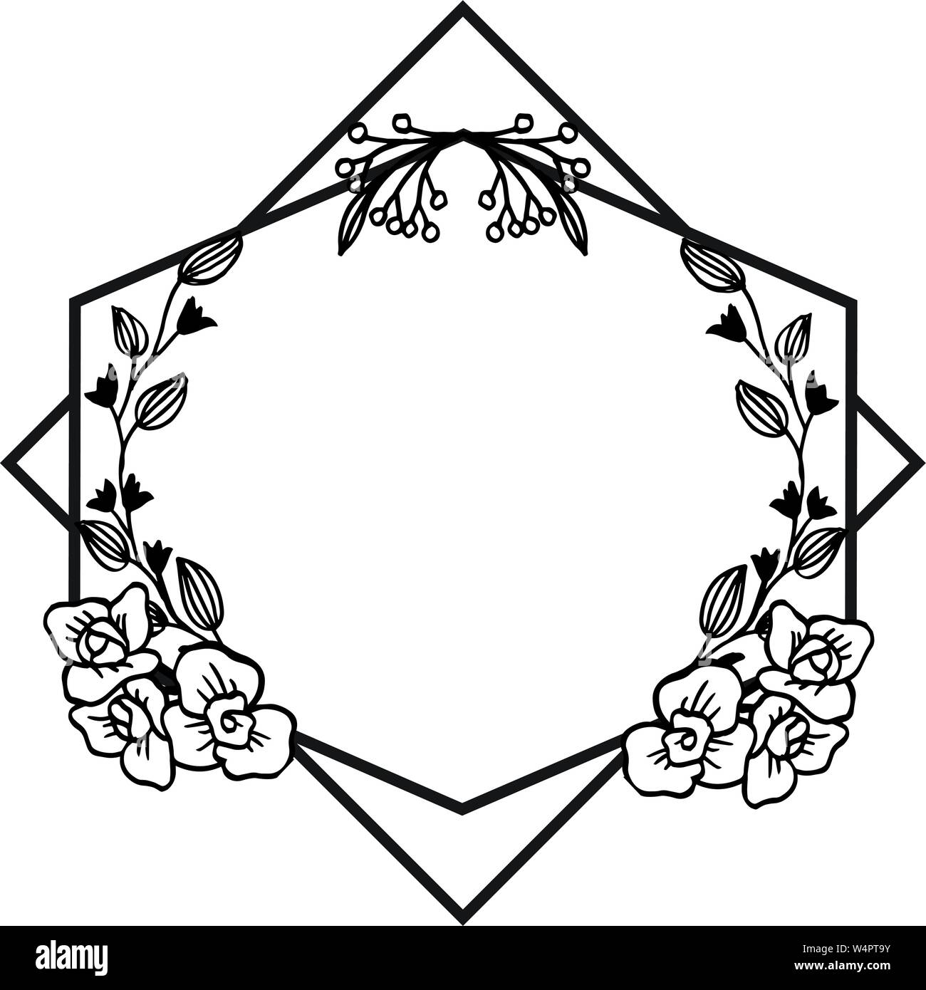 Abstract element floral frame black and white. Vector illustration ...