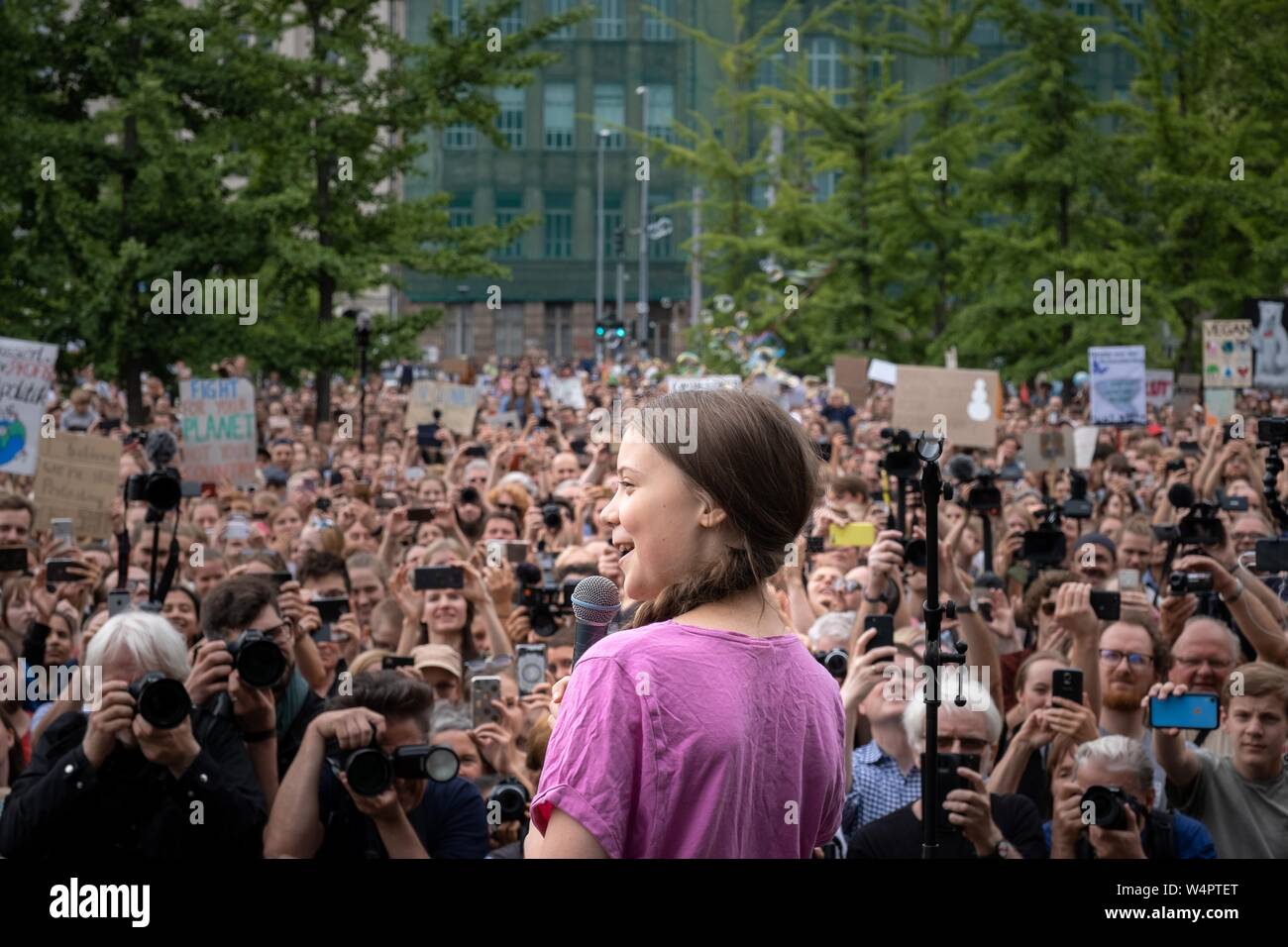16-year-old Swedish climate activist Greta Thunberg addresses several ...