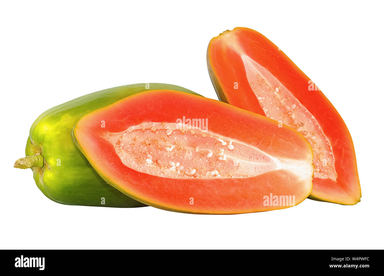 Papaya fruits isolated on white background Stock Photo - Alamy