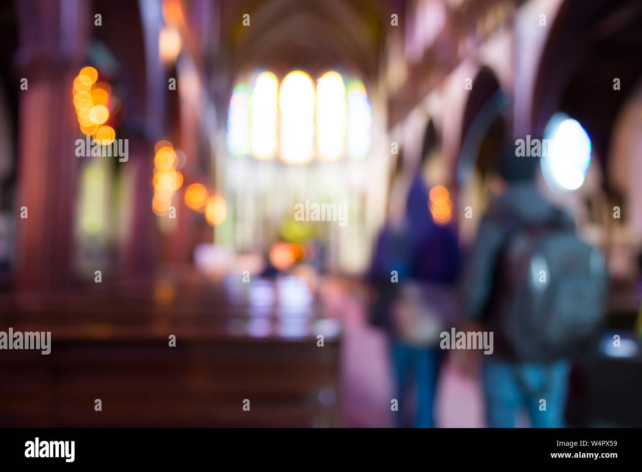 church interior blur abstract use for background Stock Photo - Alamy