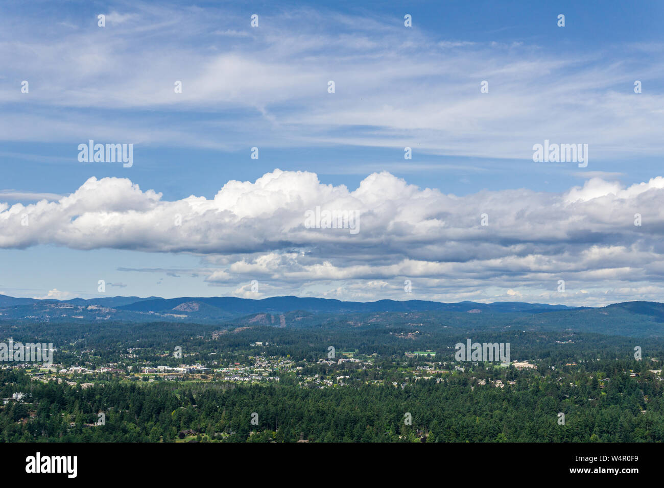 Aerial panoramic view of the city of Victoria from mount Douglas park ...