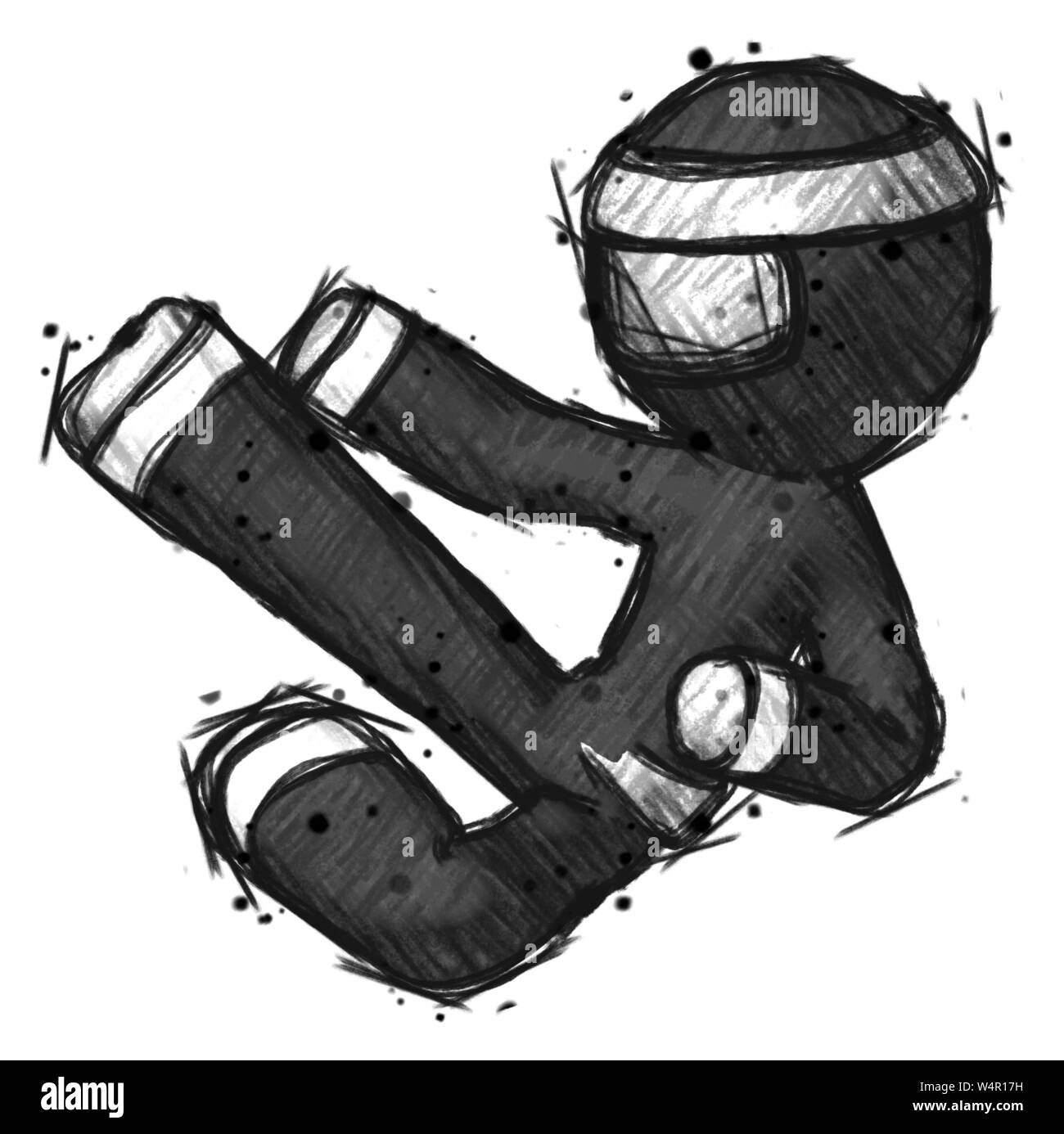 Sketch ninja warrior man flying ninja kick left Stock Photo - Alamy