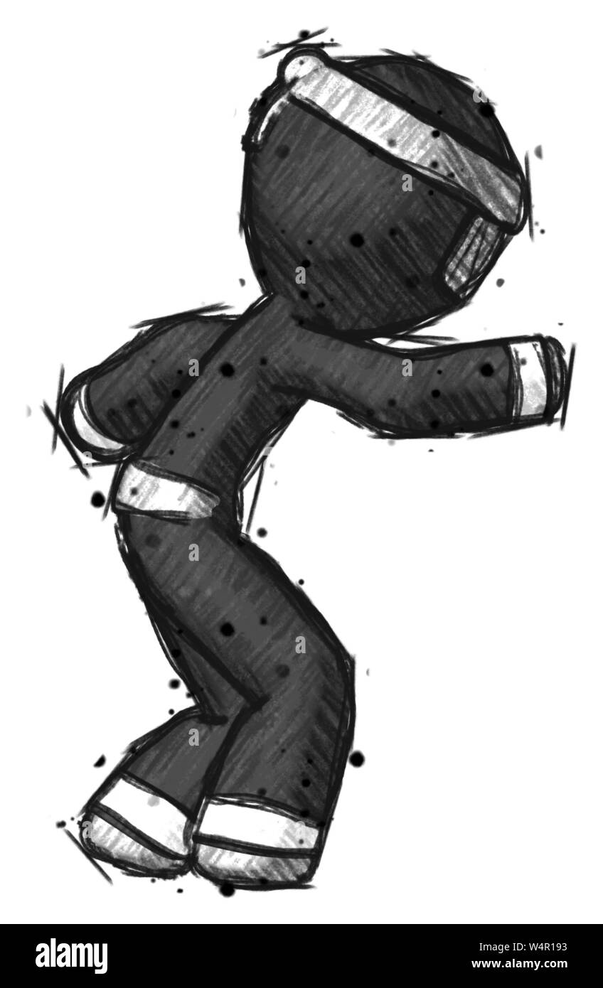 Sketch ninja warrior man sneaking while reaching for something Stock ...