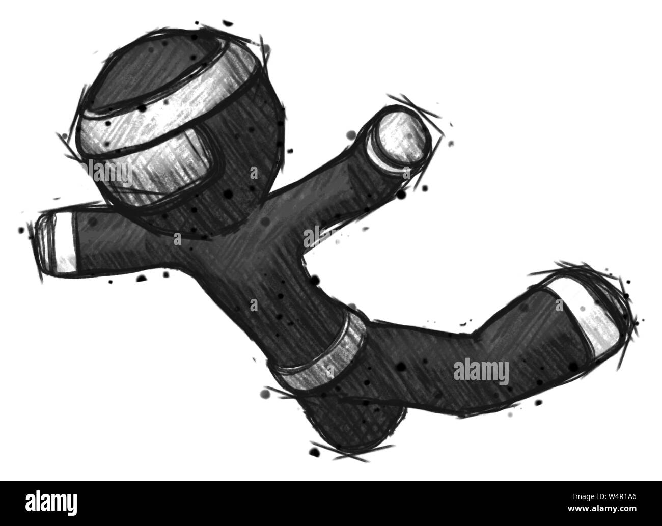 Sketch ninja warrior man skydiving or falling to death Stock Photo - Alamy