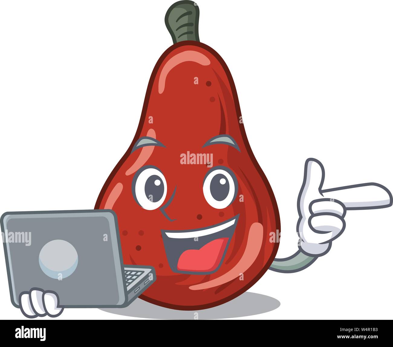 With laptop red pears in the character shape vector illustration Stock ...