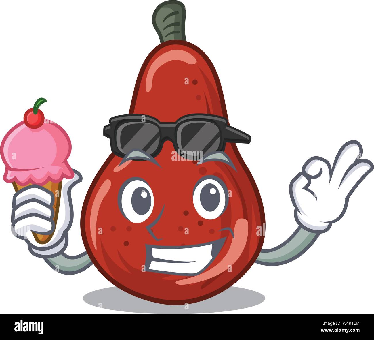 With ice cream red pears in a cartoon basket vector illustration Stock ...