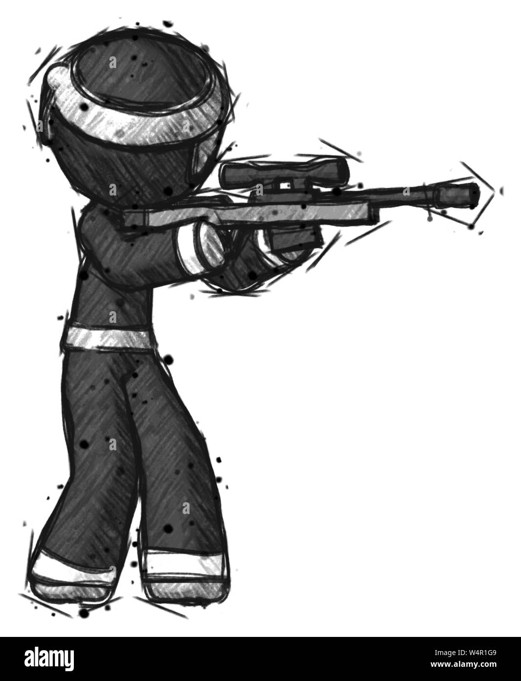 Sketch ninja warrior man shooting sniper rifle Stock Photo - Alamy