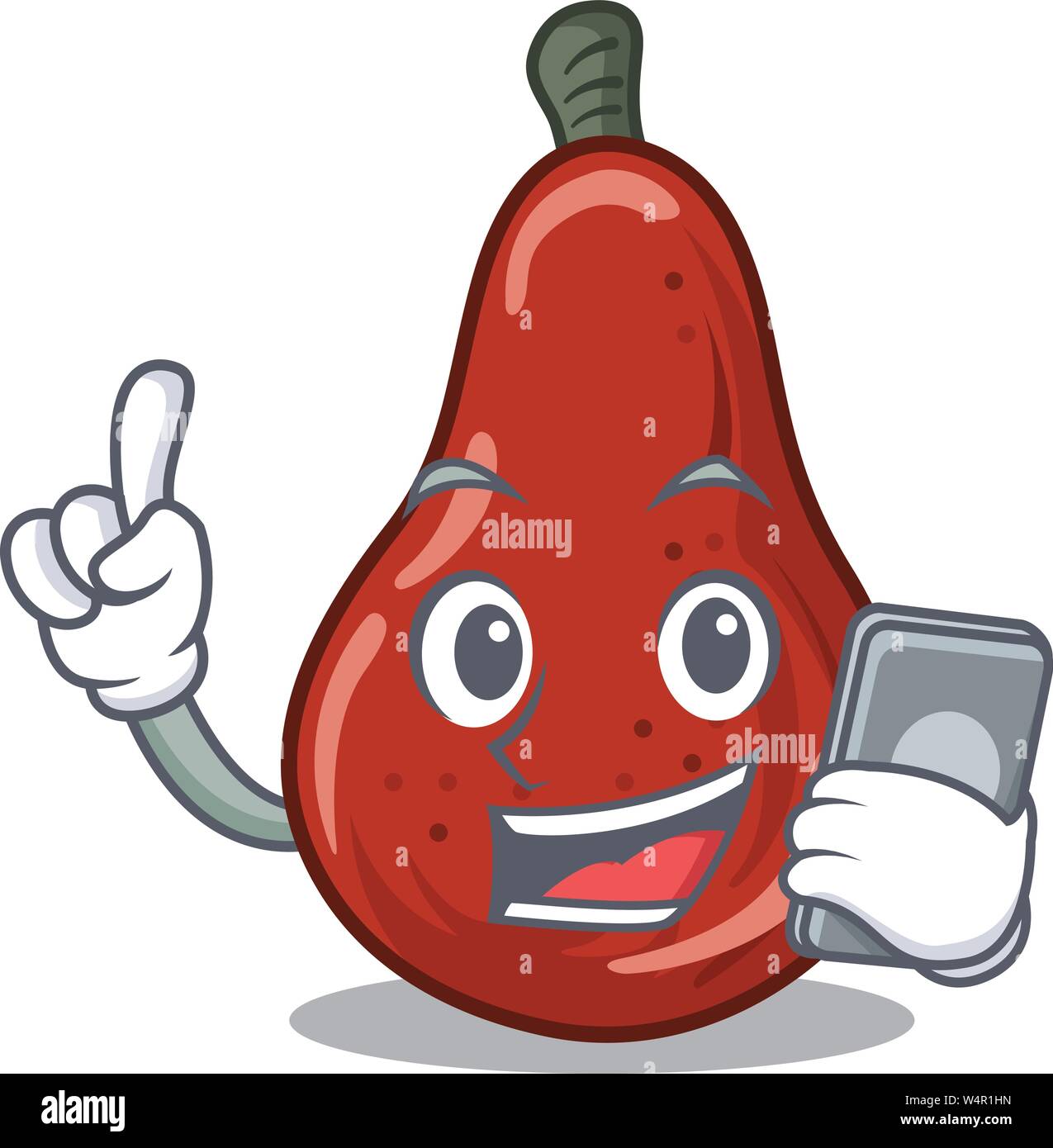 With phone red pears in the character shape vector illustration Stock ...
