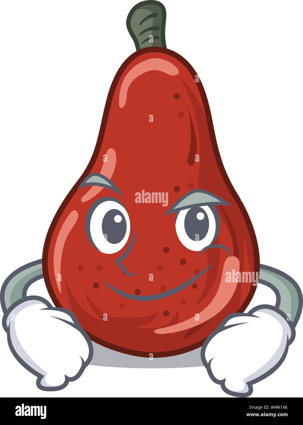 Smirking red pears in a cartoon basket vector illustration Stock Vector ...