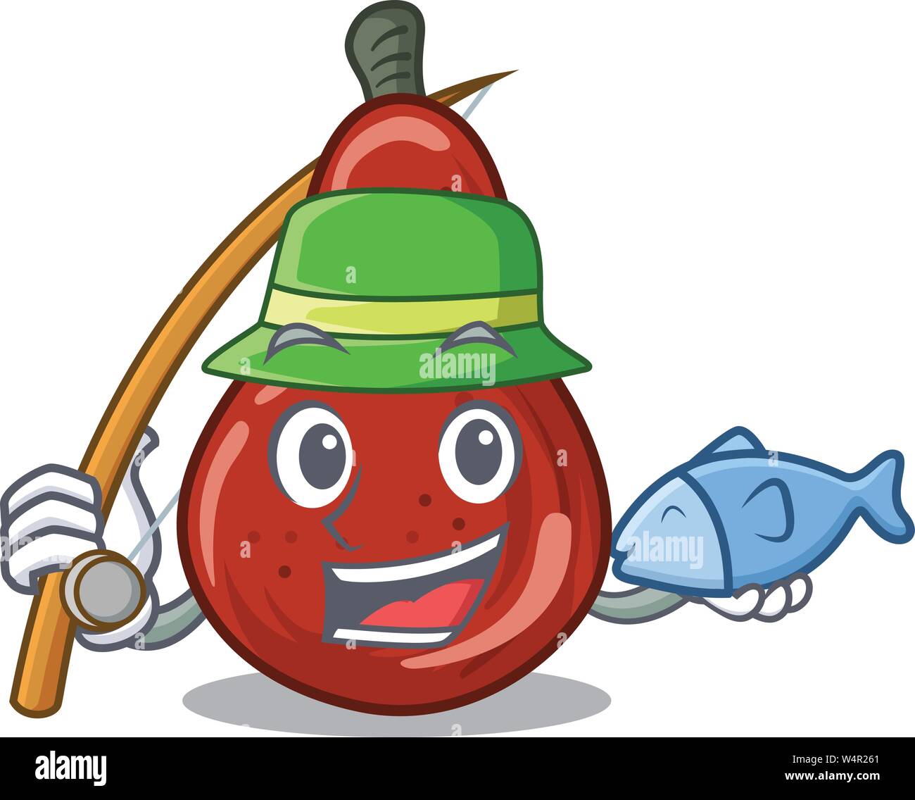 Fishing red pears isolated in the mascot vector illustration Stock ...