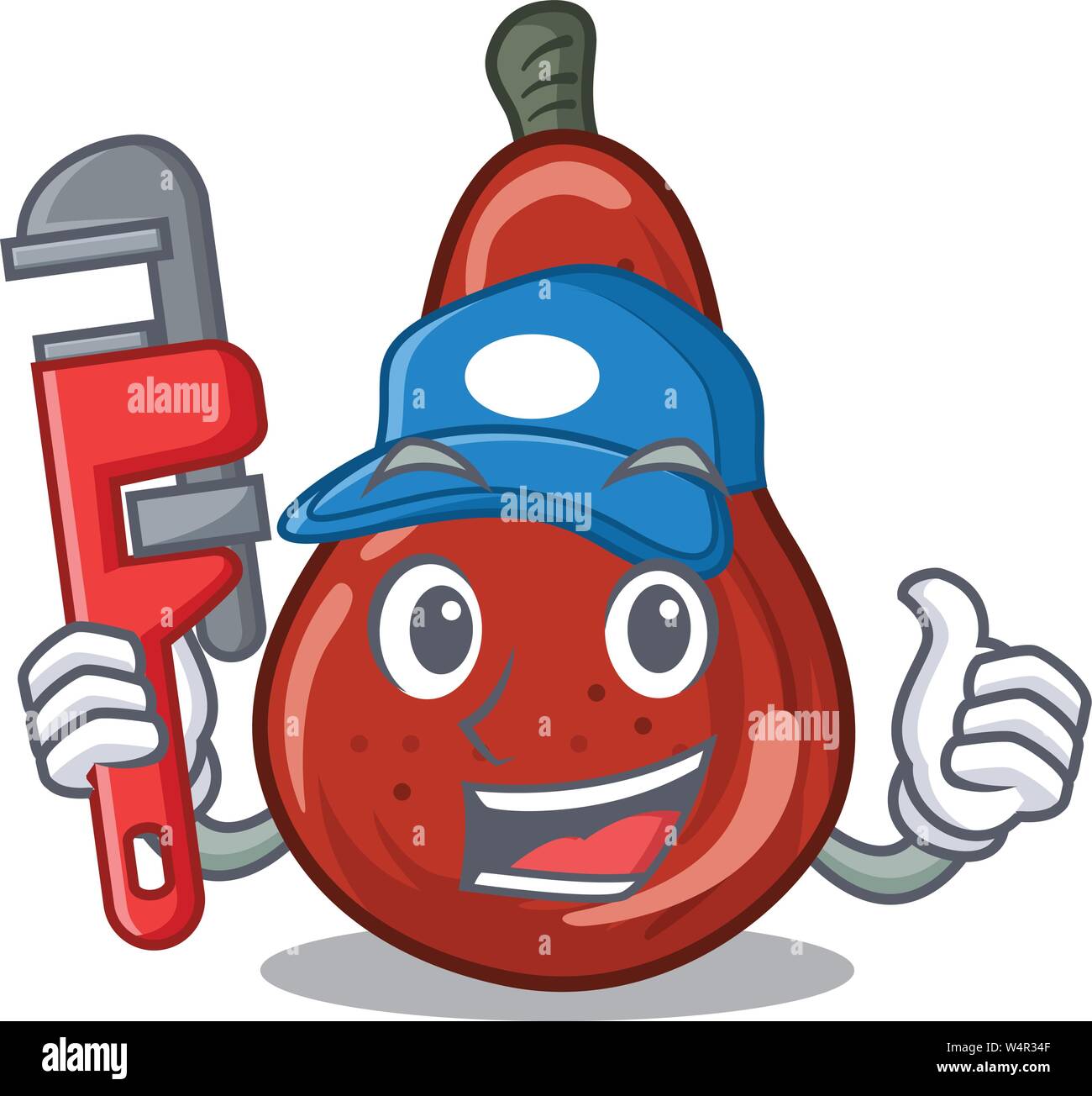 Plumber red pears put into cartoon fridge vector illustration Stock ...