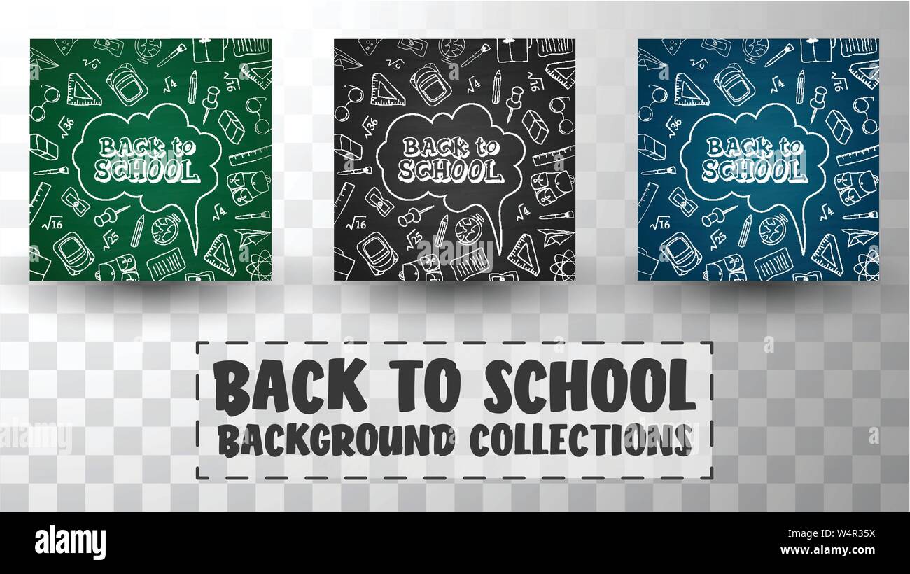 Back to school doodles in chalkboard background collections Stock ...