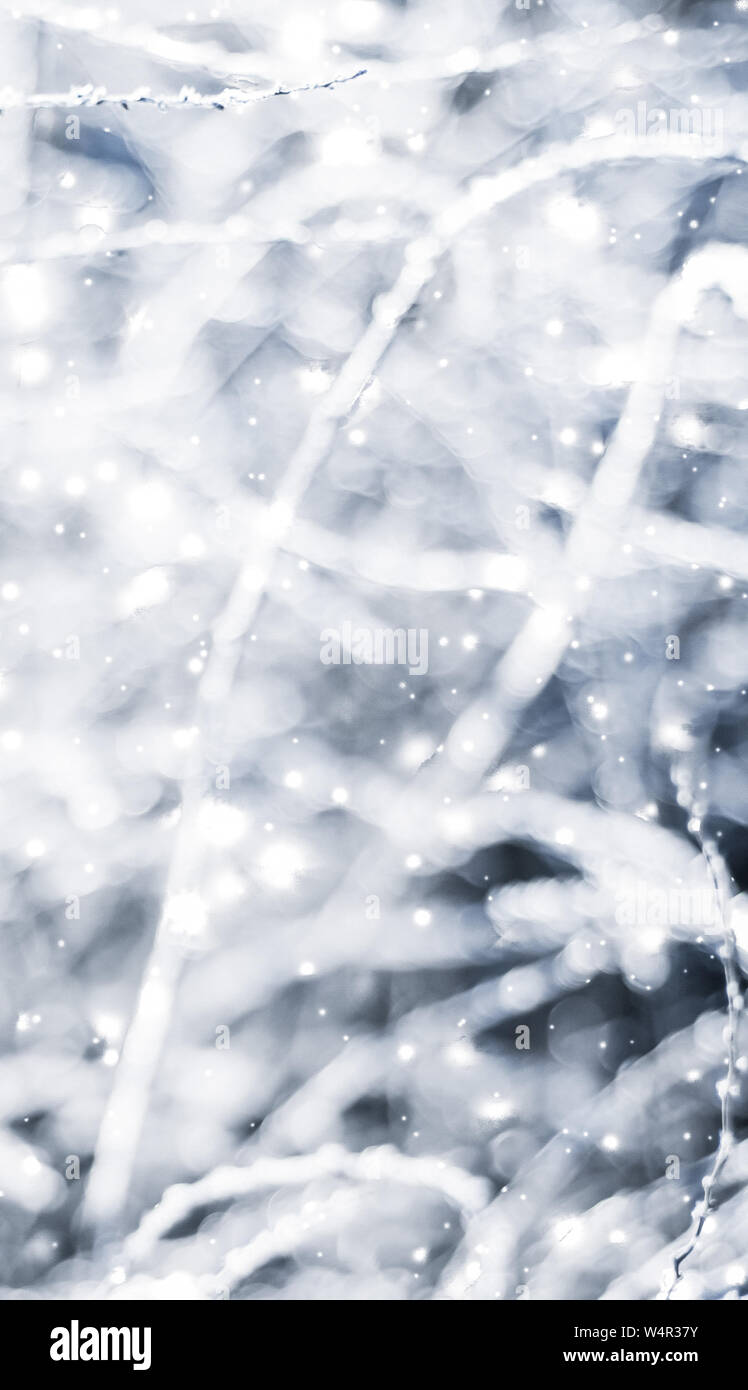 Snowing landscape, greeting card design and New Years Eve travel ...