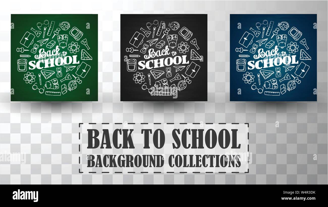 Back to school doodles in chalkboard background collections Stock ...