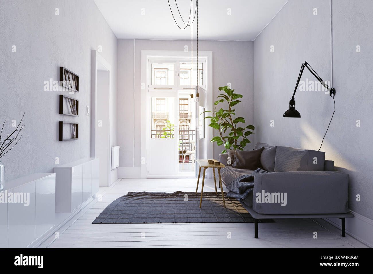modern living interior design. 3d rendering concept Stock Photo - Alamy