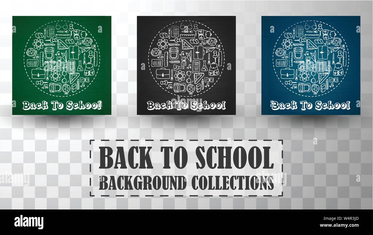 Back to school doodles in chalkboard background collections Stock ...