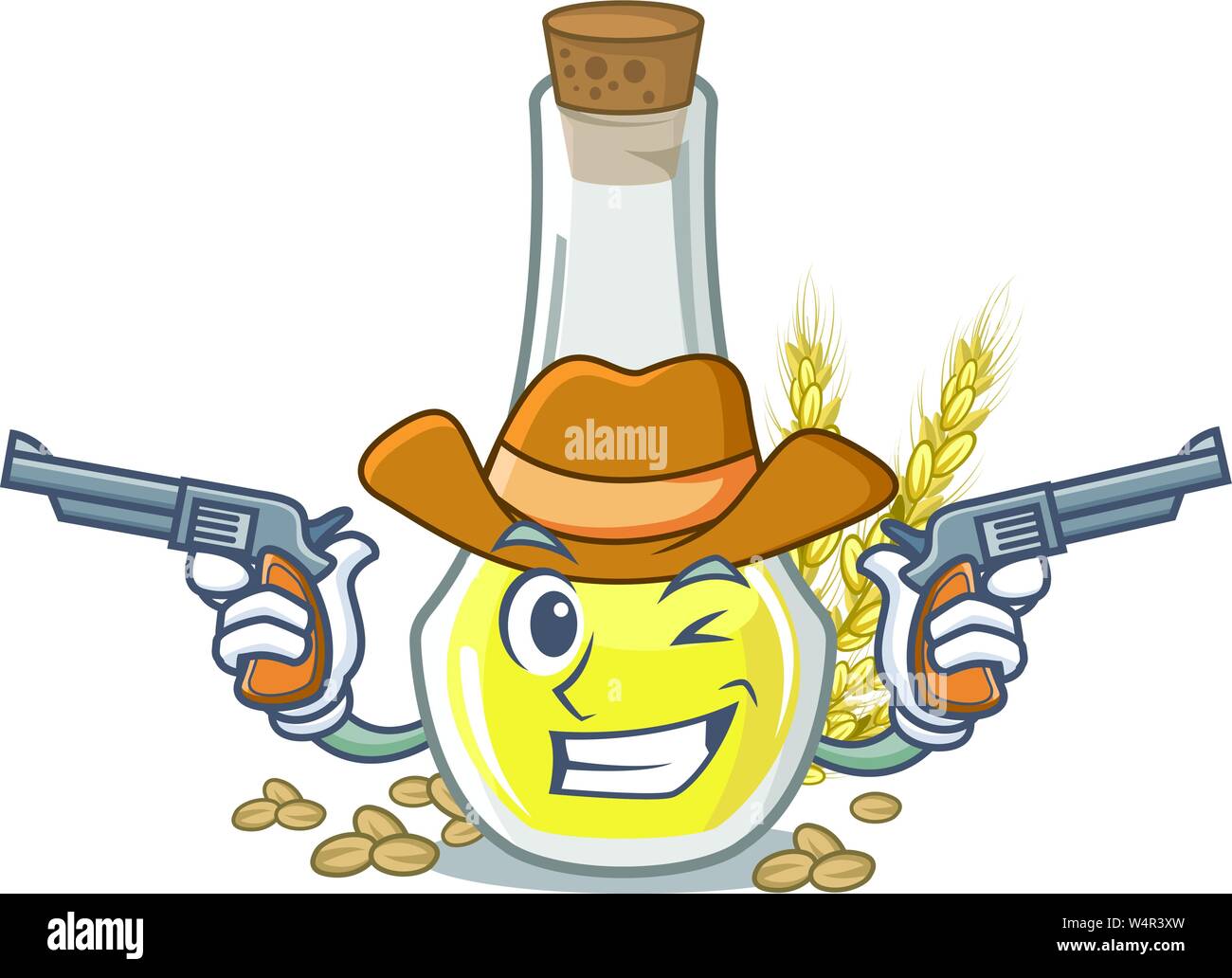 Cowboy wheat germ oil with isolated character vector illustration Stock ...
