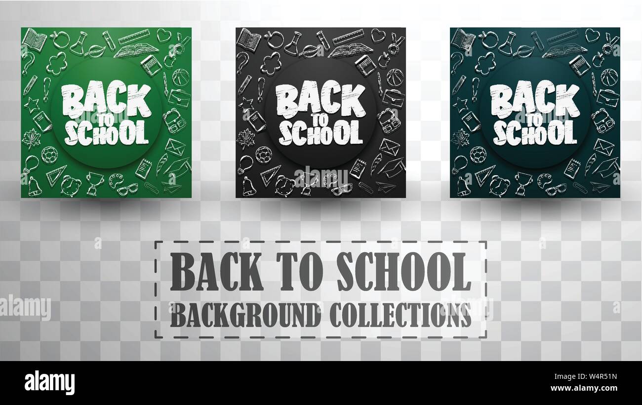 Back to school doodles in chalkboard background collections Stock ...